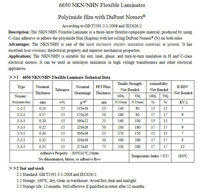 巨峰股份6650 NKN/NHN Flexible Laminates